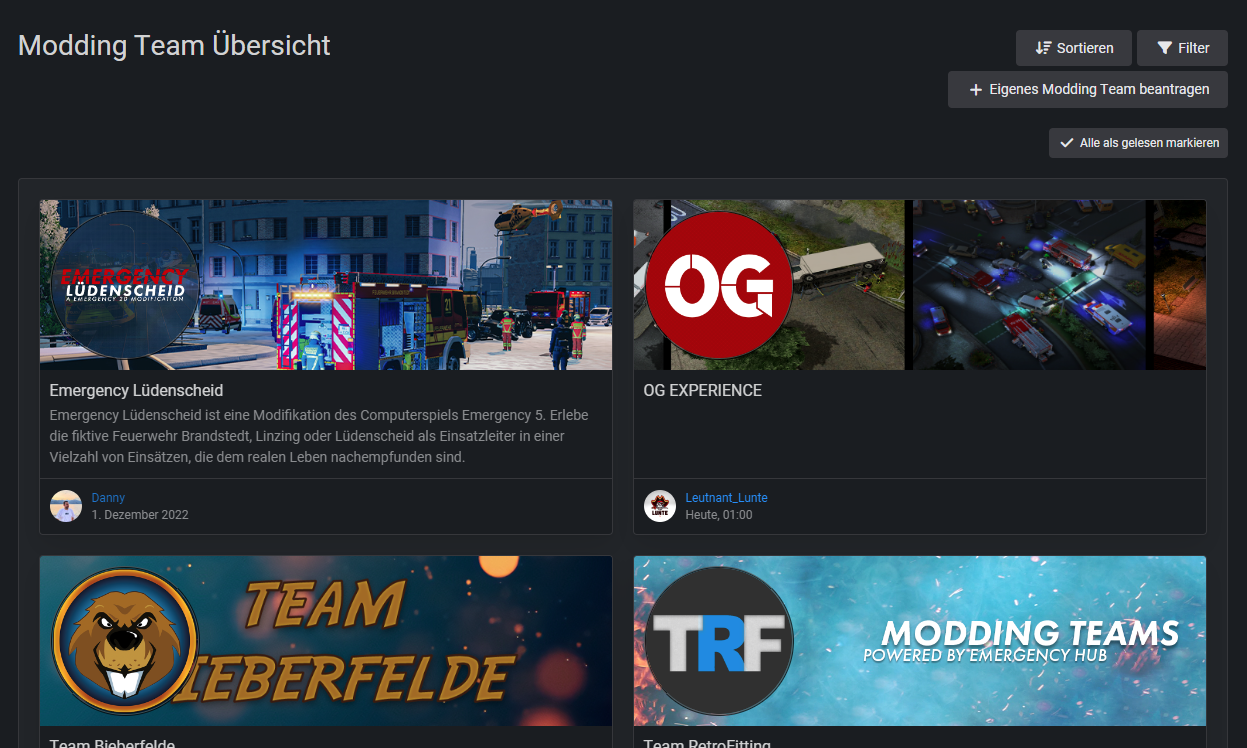 Modding Team beantragen - Emergency Hub